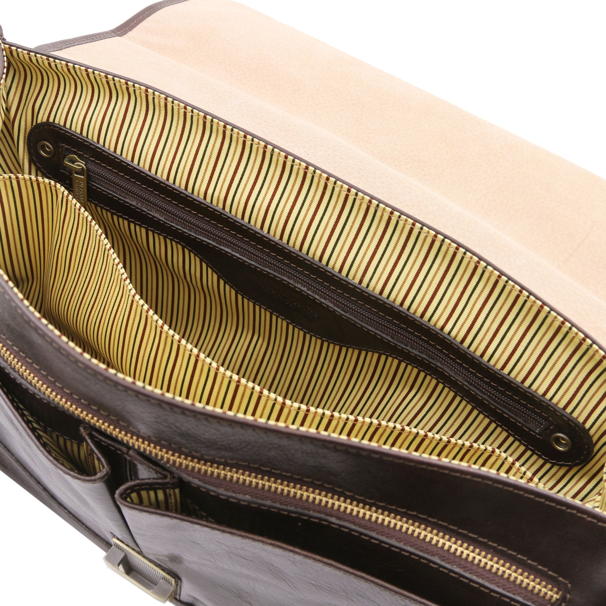 Mantova Italian Leather Multi Compartment TL SMART Briefcase With Flap ...