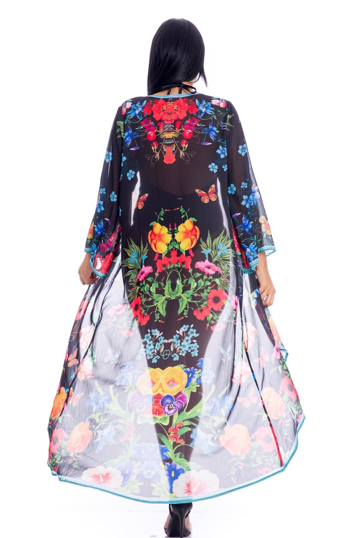 A Dream in Bloom – Sheer Floral Maxi Duster | Handcrafted in India